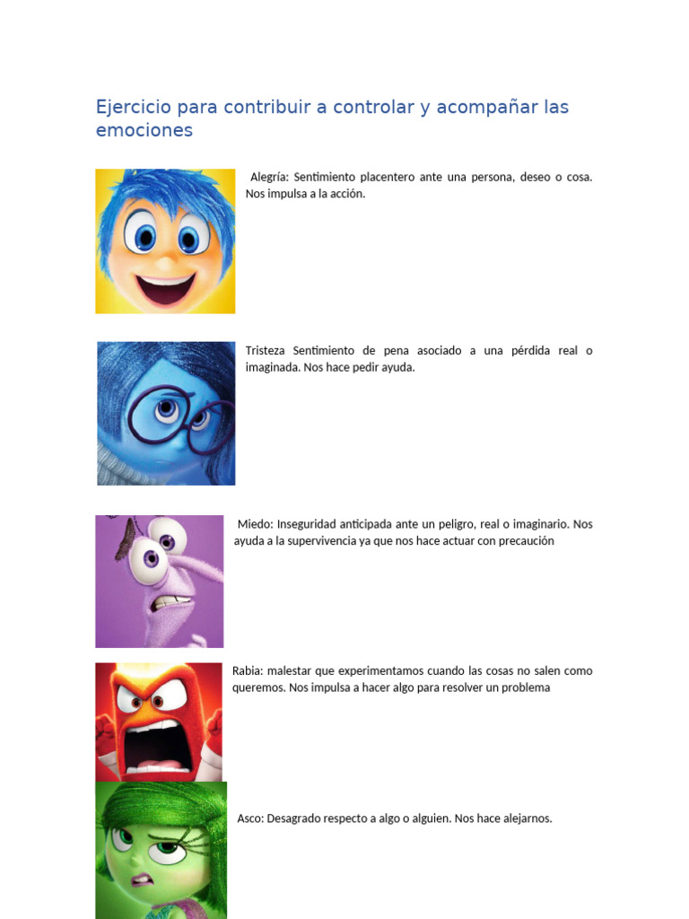 Ejercicio para Contribuir A Controlar y Acompañar Las Emociones | PDF | Las emociones | Empatía