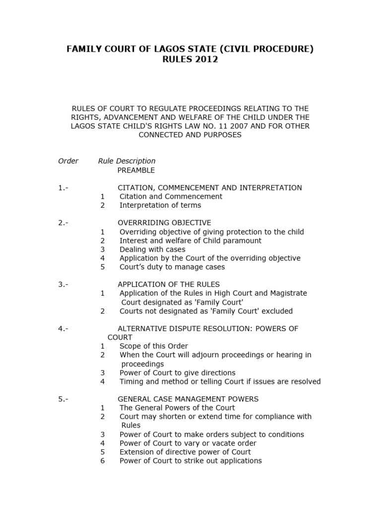 Lagos Family Court Civil Procedure Rules | PDF | Affidavit | Witness