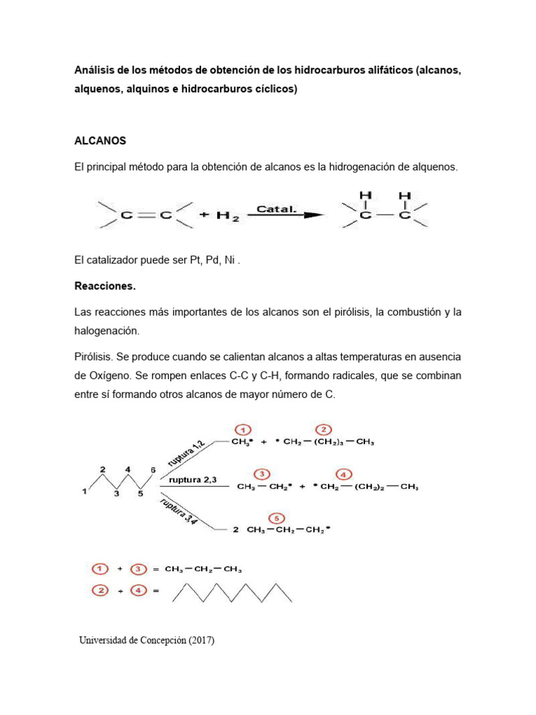 Métodos de obtención de hidrocarburos alifáticos | PDF | Hidrocarburos ...