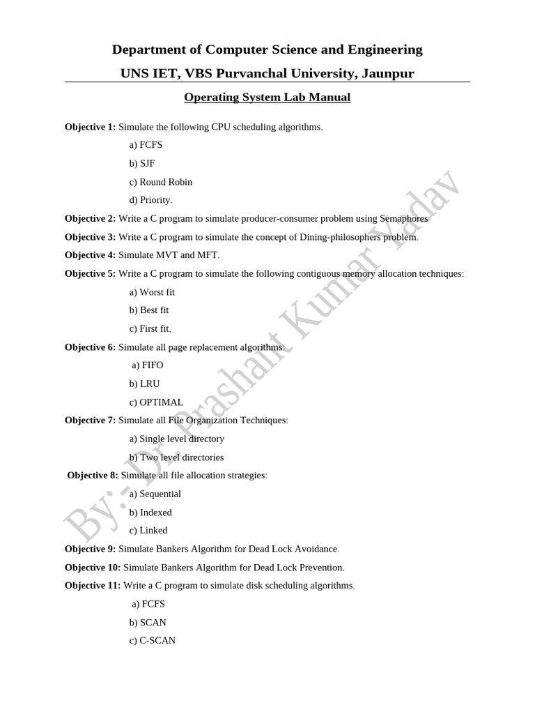OS Lab Manual | PDF