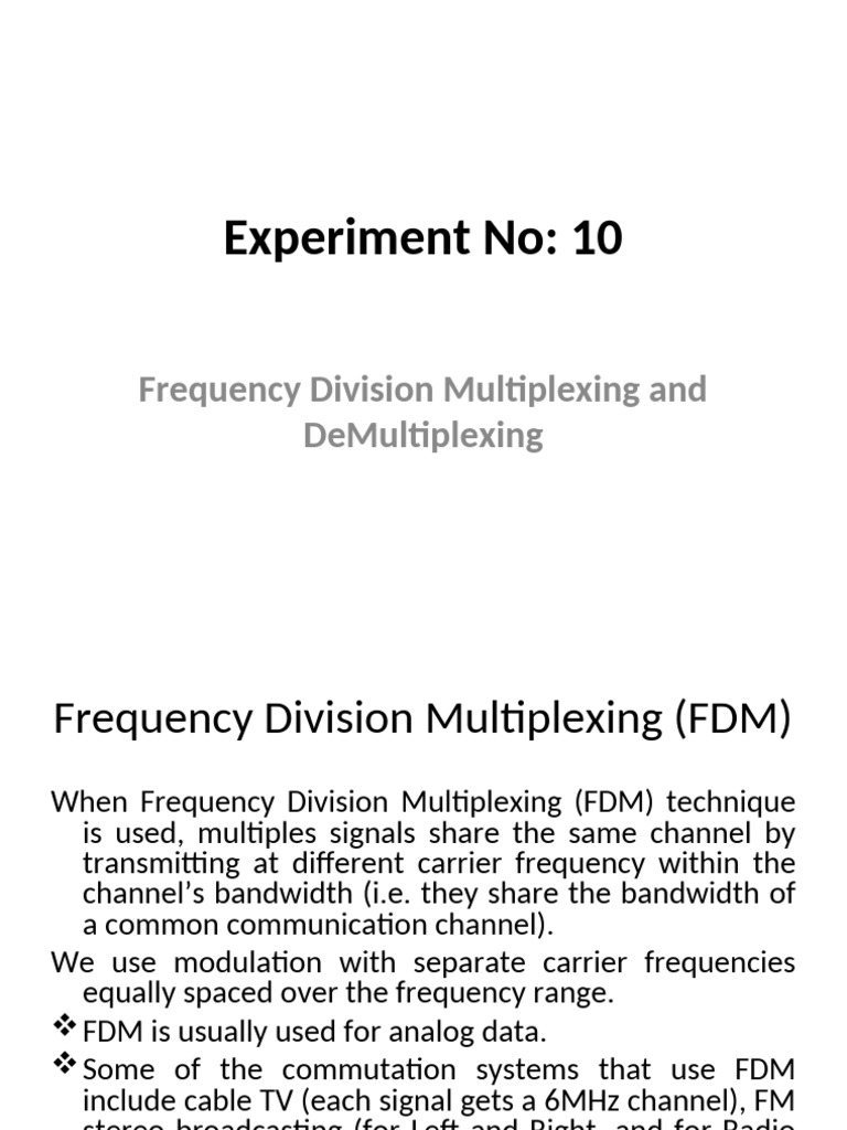 10.FDM | PDF | Multiplexing | Modulation