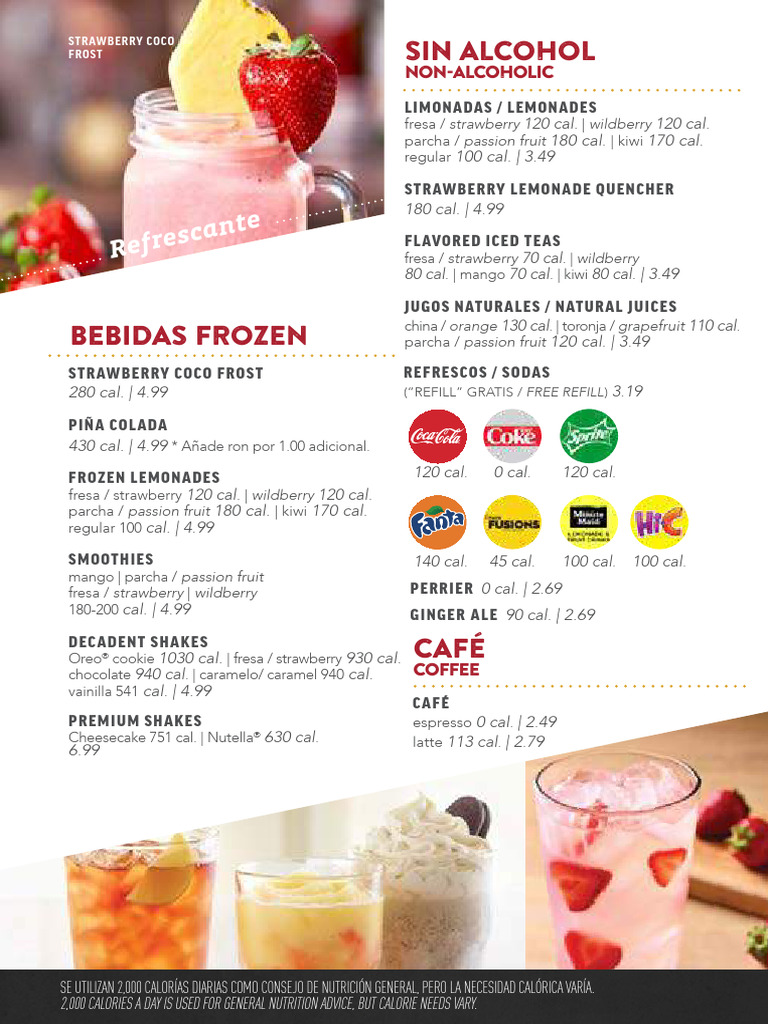 Applebee's Beverage Menu Overview | PDF | Fruit | Non Alcoholic Drinks