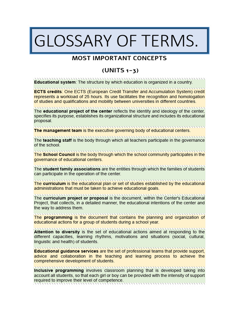 Key Educational Terms Explained | PDF