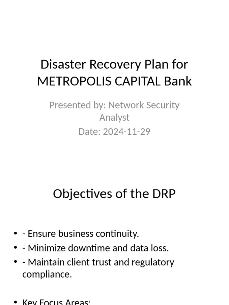 Disaster Recovery Plan Metropolis Capital Bank | PDF | Disaster ...