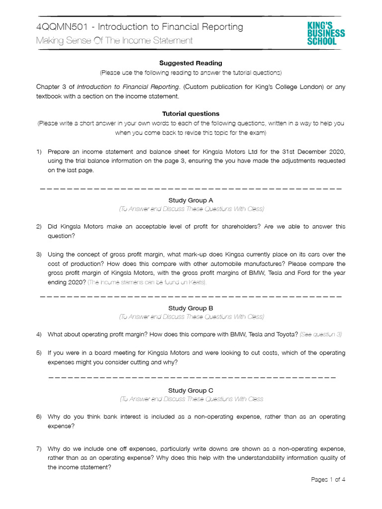 4QQMN501 - Income Statement - 2021 | PDF | Equity (Finance) | Expense