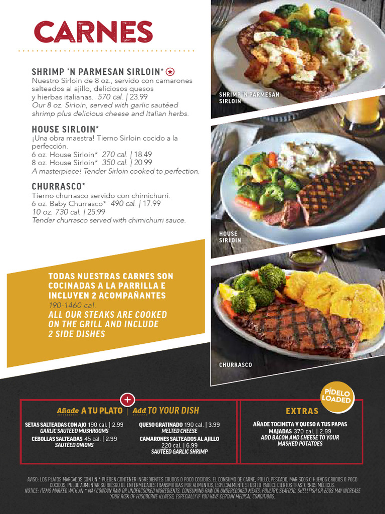 Menú de Carnes en Applebee's Majadas | PDF | Cocina asiática | Cocina