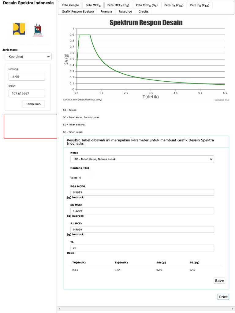 Respons Spektrum Kota Bandung Tanah Keras | PDF