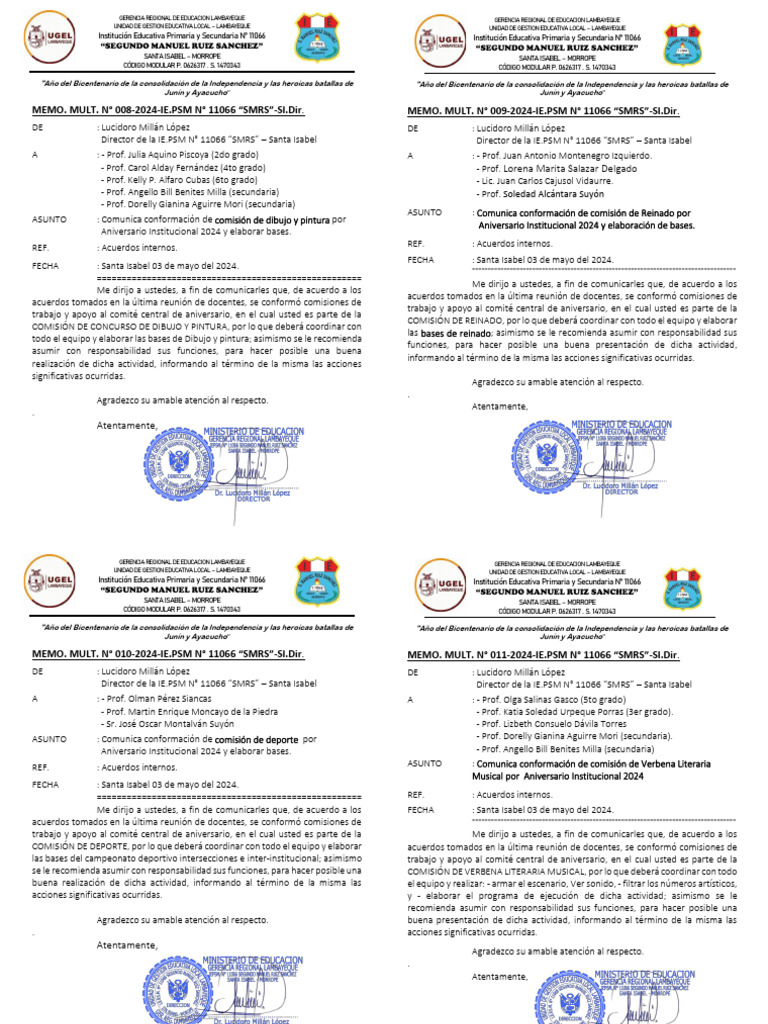 Memo Mult. 008-2024 Comite de ANIVERSARIO | PDF