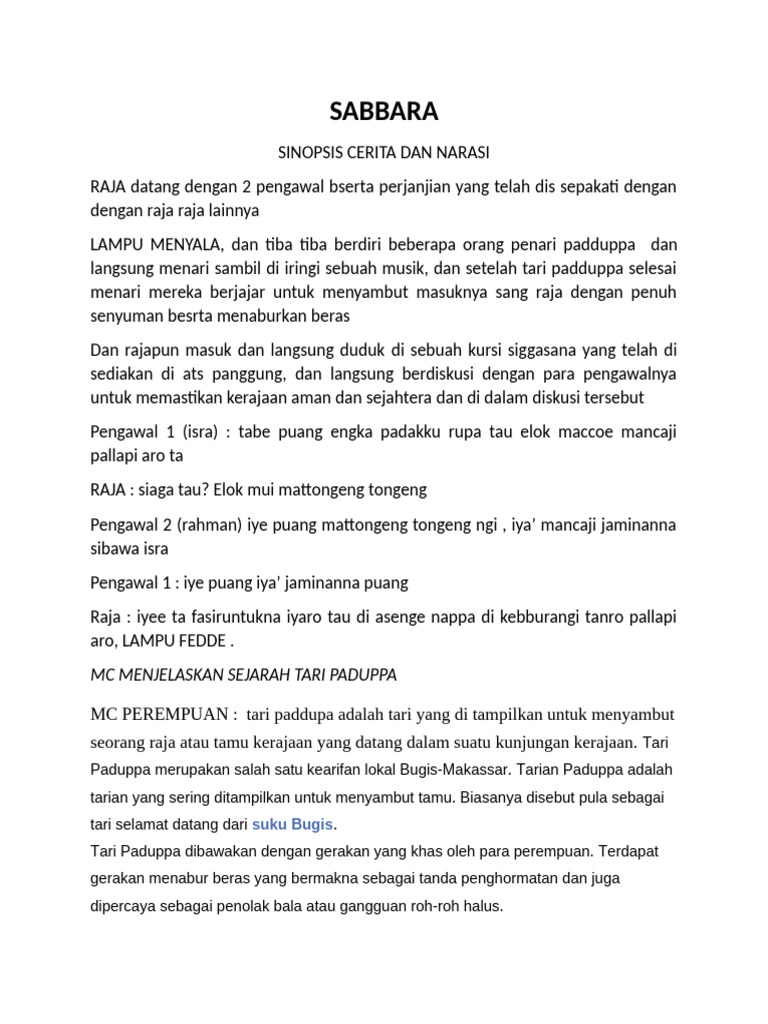 Sinopsis Tari Paduppa dan Ikrar Setia | PDF