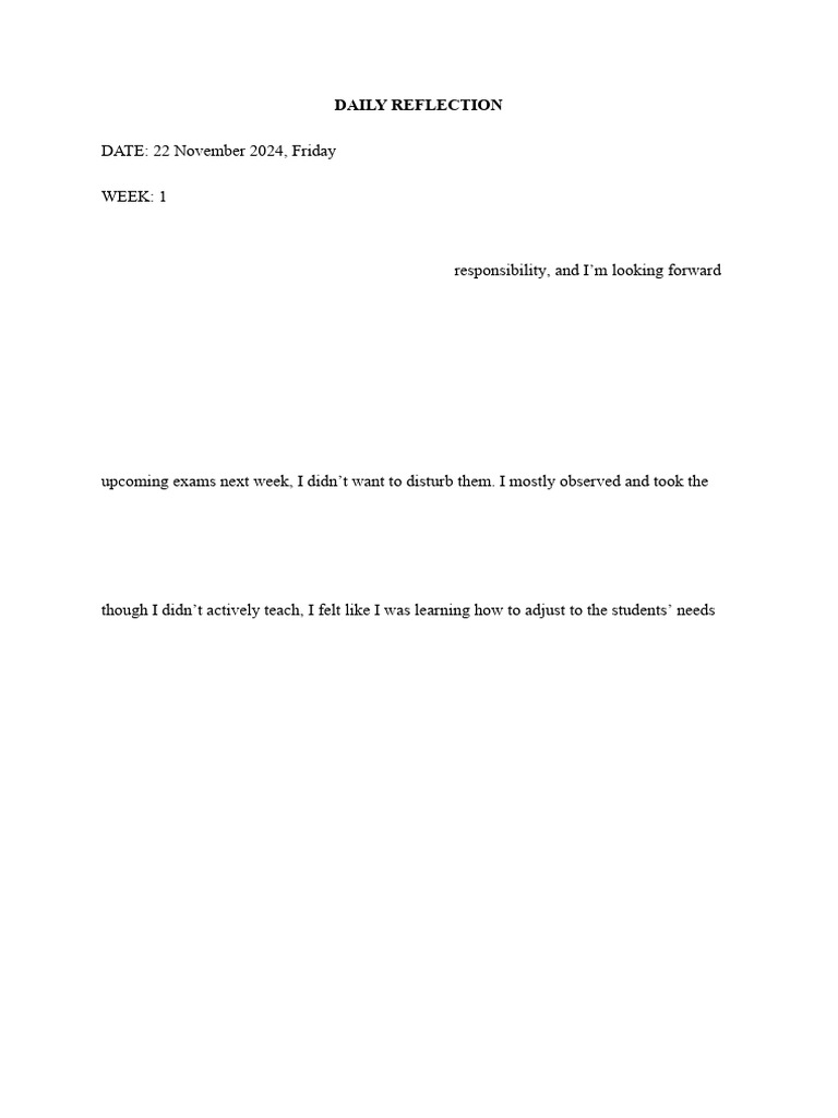 Daily Reflection Day 1 | PDF
