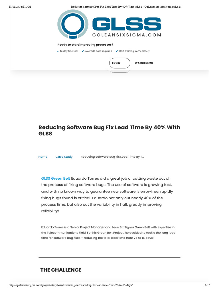 Reducing Software Bug Fix Lead Time by 40% With GLSS - GoLeanSixSigma ...