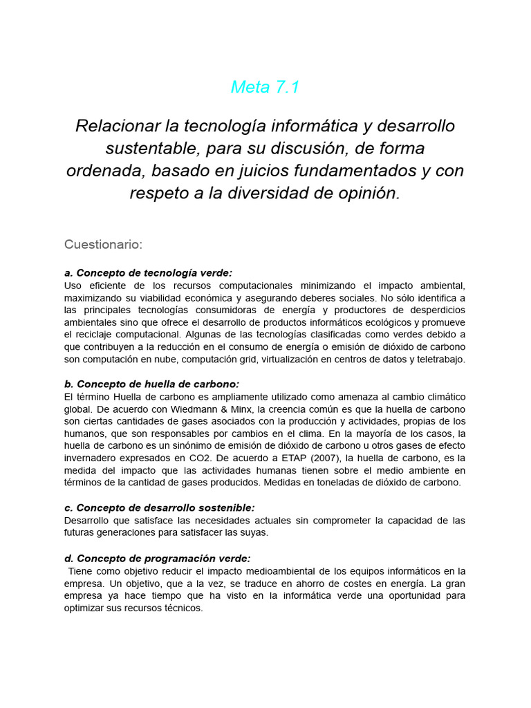 Meta 7.1 | PDF | Huella de carbono | Sustentabilidad