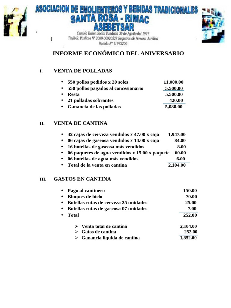 Informe Economico Del Aniversario | PDF