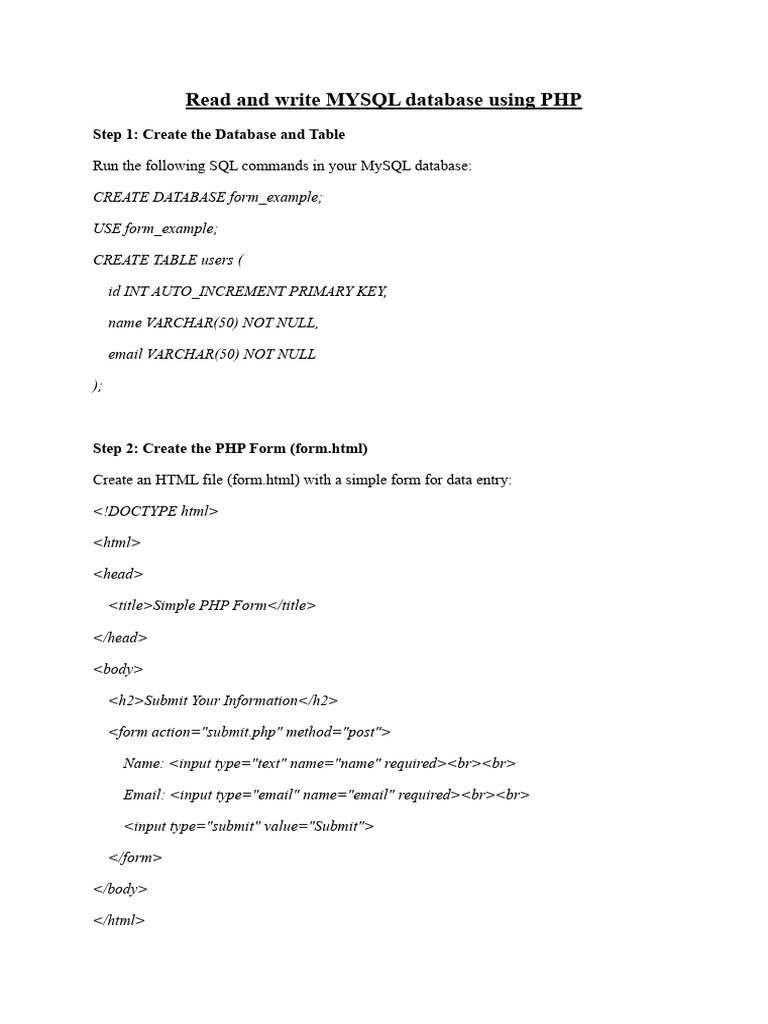 PHP MySQL Database Tutorial | PDF | Php | Databases