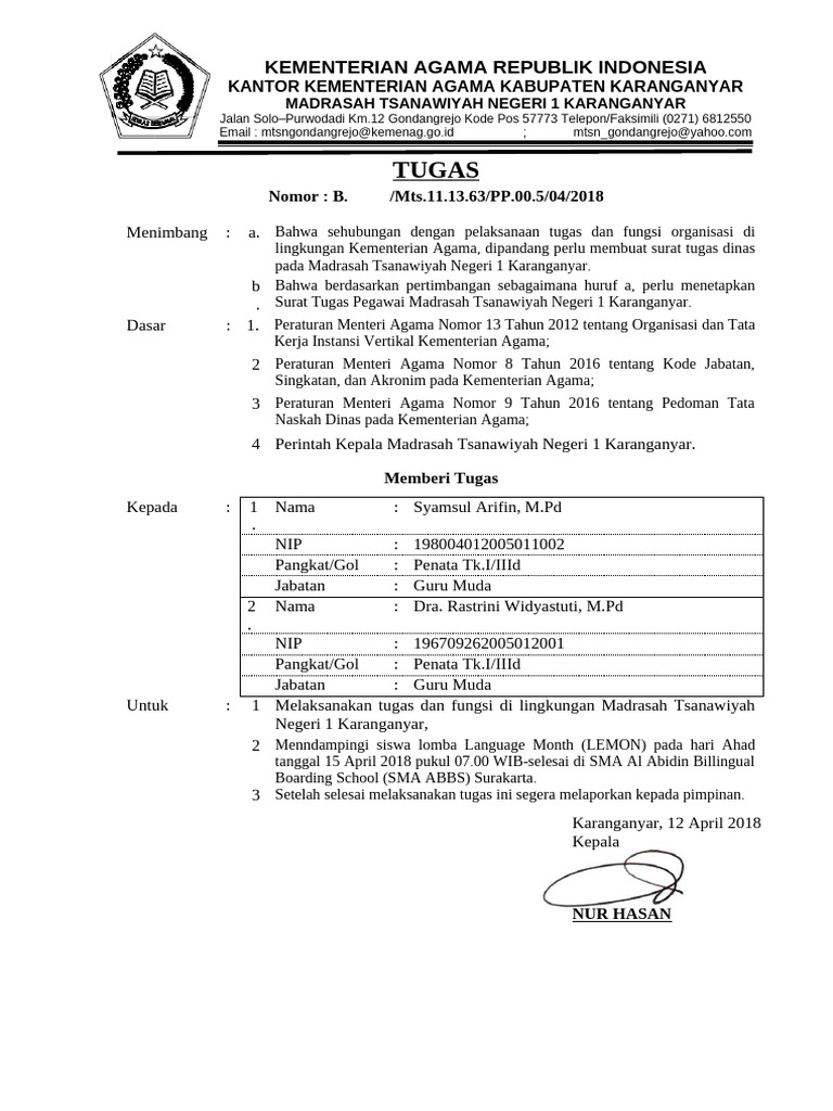 Surat Tugas 2022 | PDF
