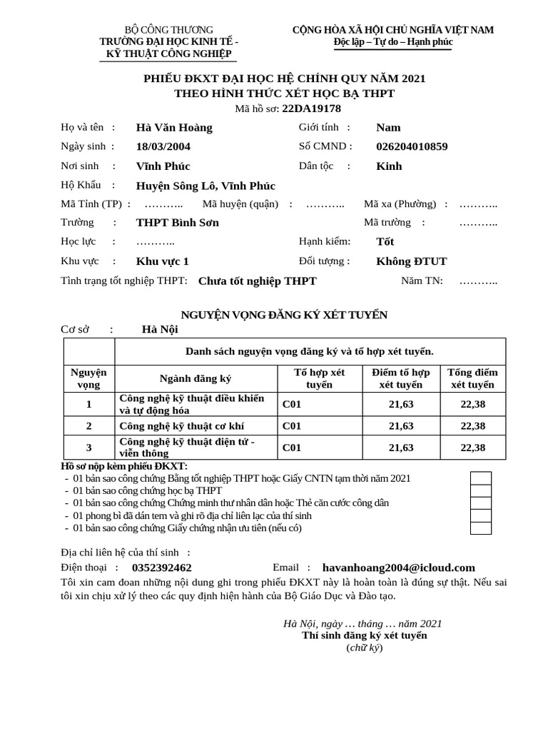 Phieu Dang Ky 22DA1917828 06 2022 083030 | PDF