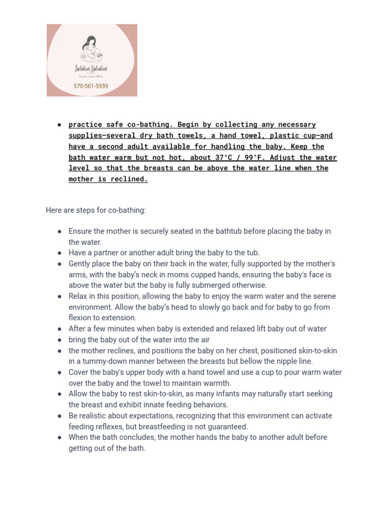 Safe Co-Bathing for Moms and Babies | PDF | Infants | Breastfeeding