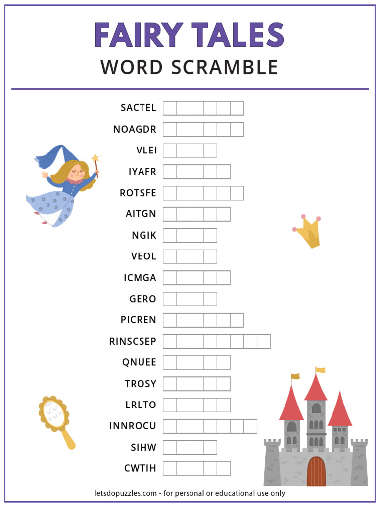 Fairy Tales Word Scramble | PDF