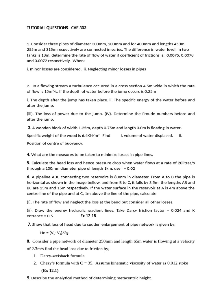 Tutorials Cve 303 | PDF | Chemical Engineering | Gas Technologies