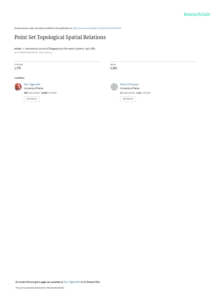 Point Set Topological Spatial Relations | PDF | Topology | Space