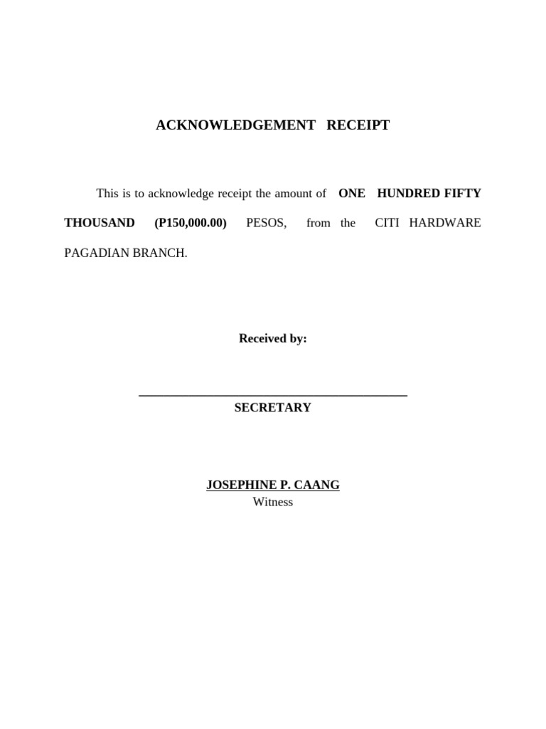 Acknowledgement Receipt | PDF