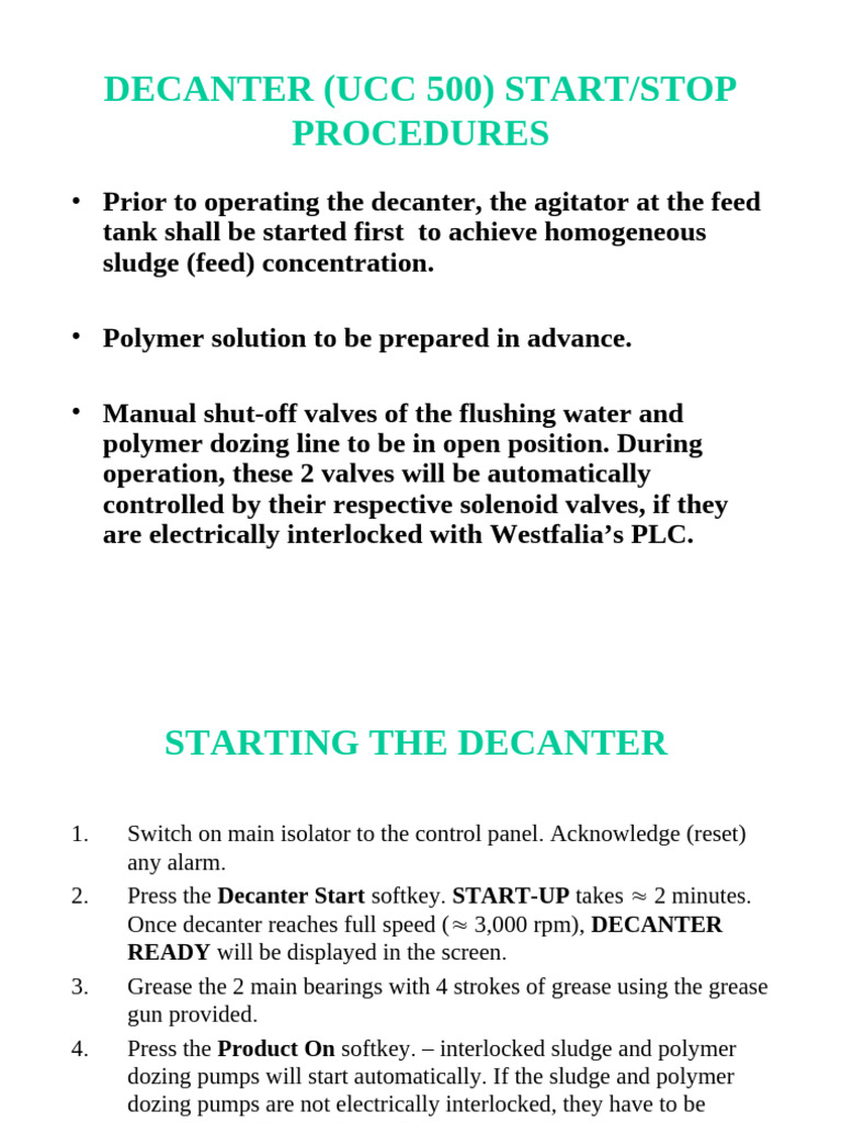 Decanter Start (Ucc 500) | PDF