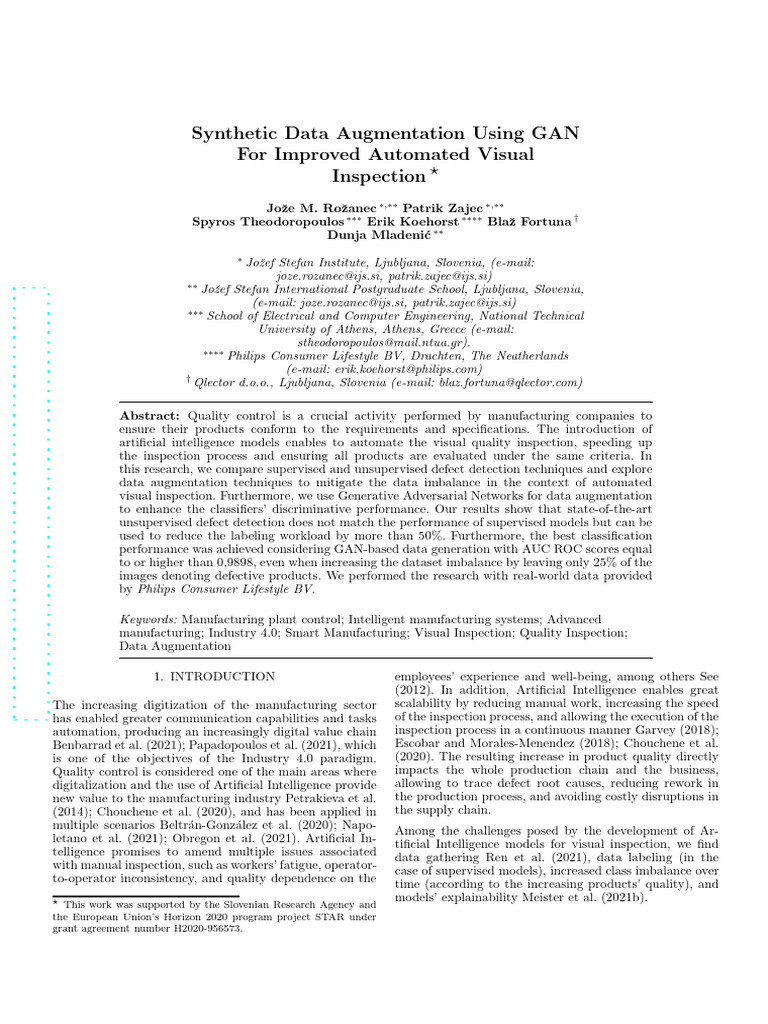 Synthetic Data Augmentation Using Gan For Improved Automated 2d1ox884 | PDF | Receiver Operating ...