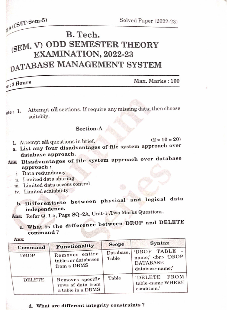 Dbms Prev Yr Paper | PDF