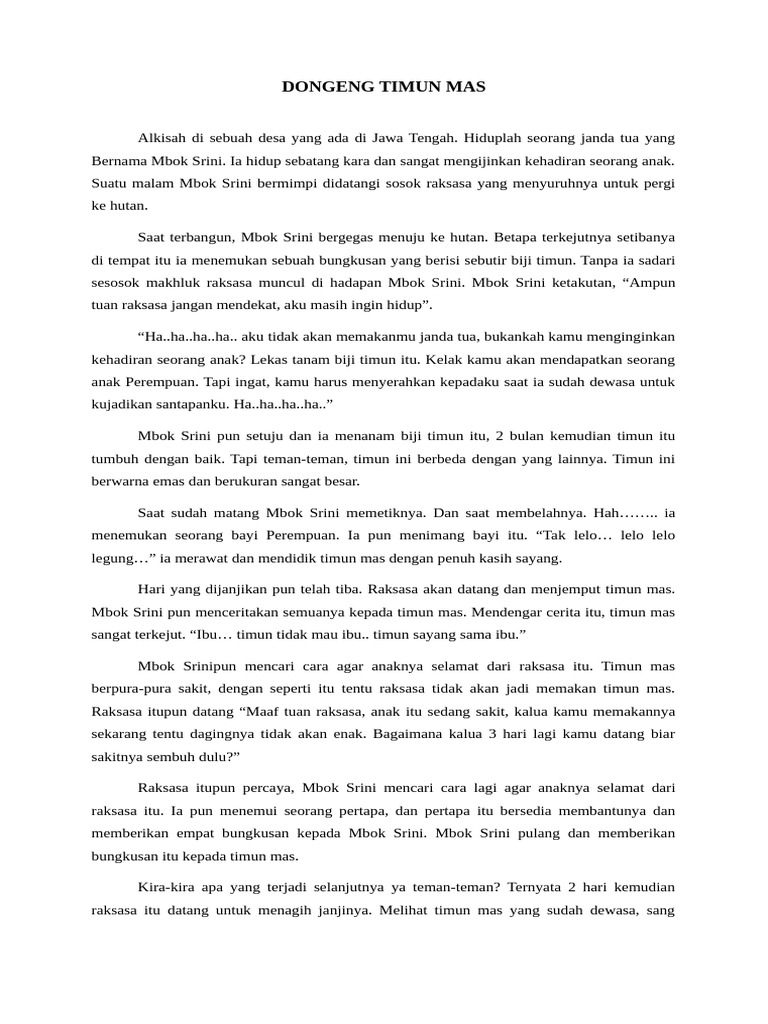 Dongeng Timun Mas | PDF