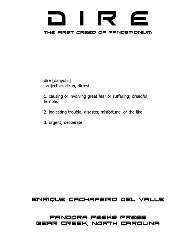 Dire The First Creed of Pandemonium | PDF Dire The First Creed of Pandemonium | PDF