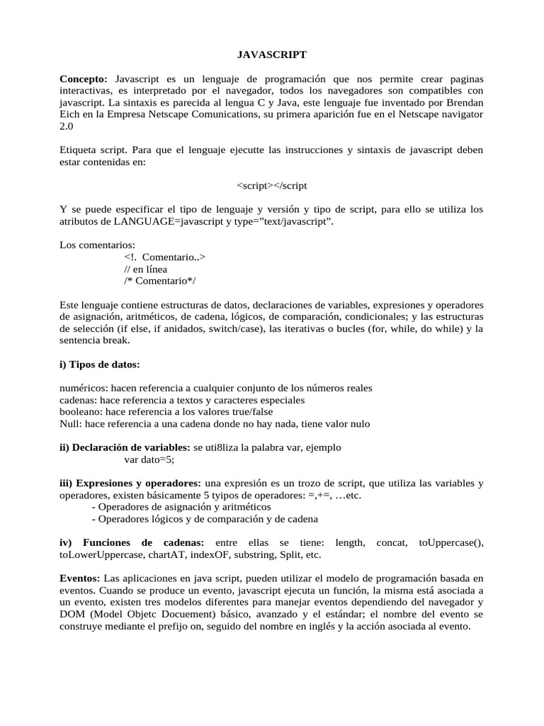 Java Script | PDF | Script Java | Lenguaje de programación