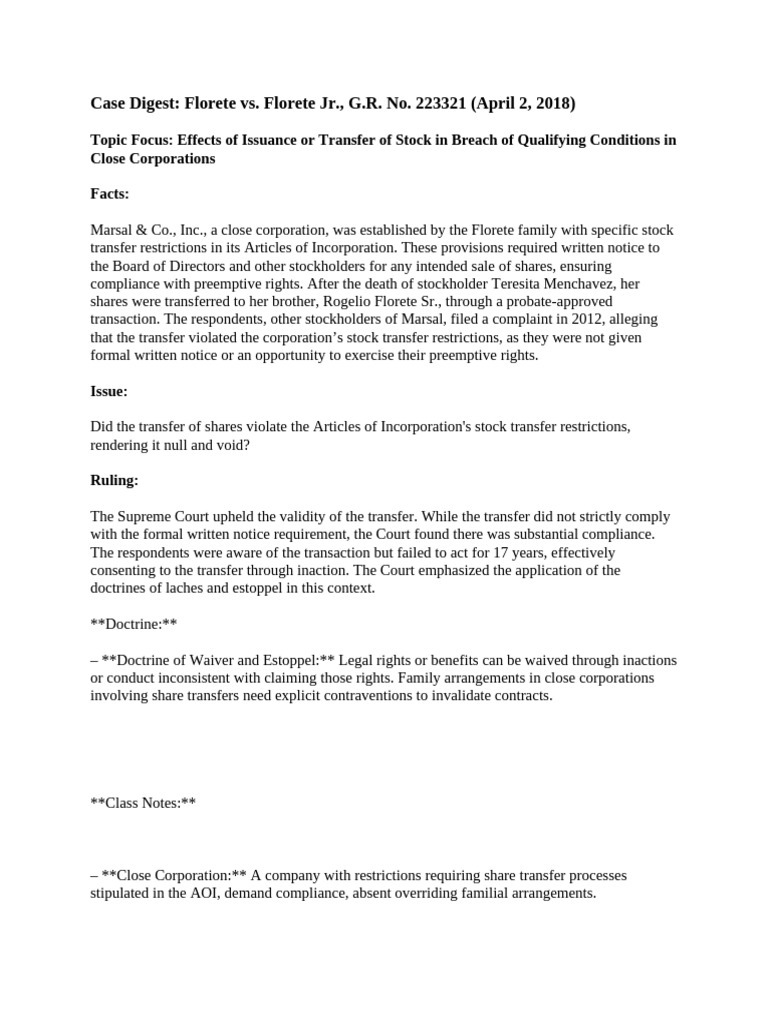 Florete vs Florete Jr | PDF | Estoppel | Laches (Equity)