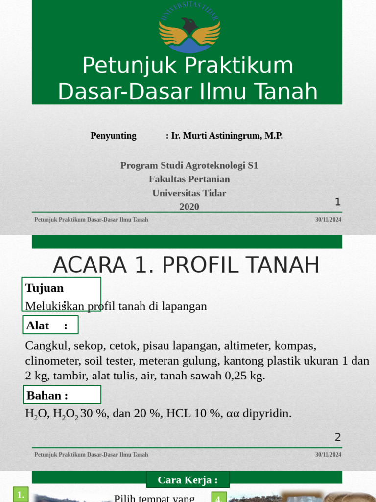 Petunjuk Praktikum Dasar-Dasar Ilmu Tanah | PDF