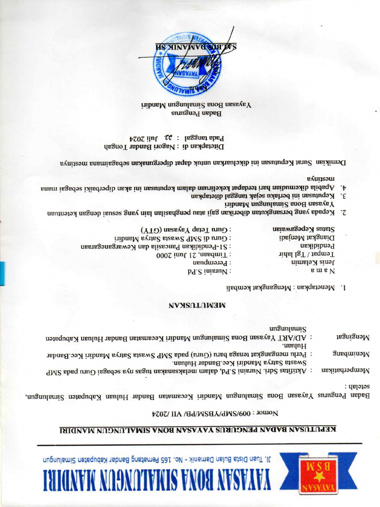 SK Yayasan 2024 Aini | PDF