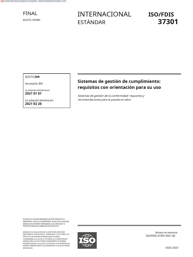 Iso-37301-21 PT Es | PDF | Organización internacional para la ...