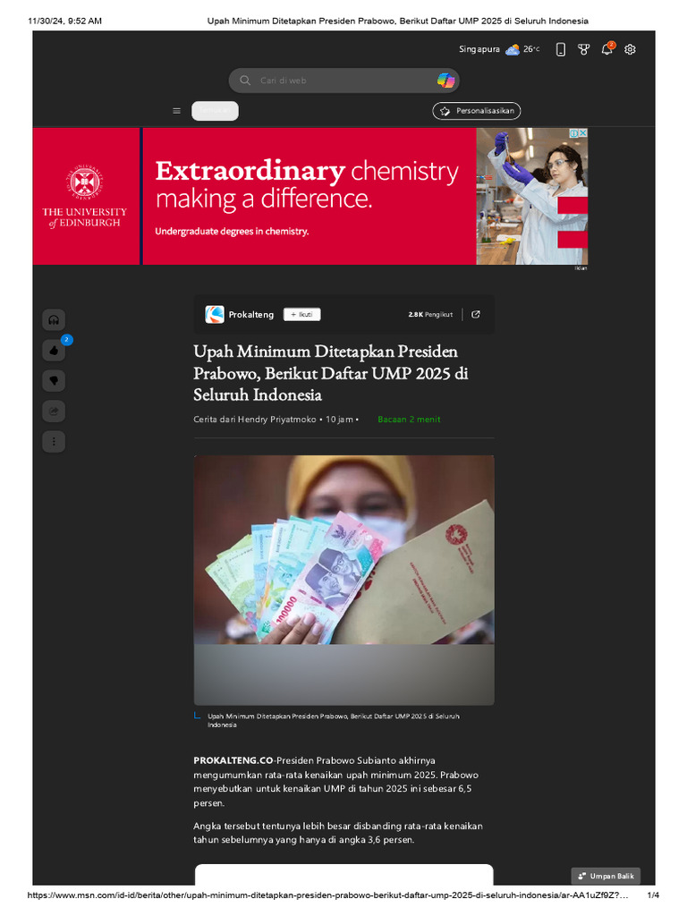 Upah Minimum Ditetapkan Presiden Prabowo, Berikut Daftar UMP 2025 Di ...