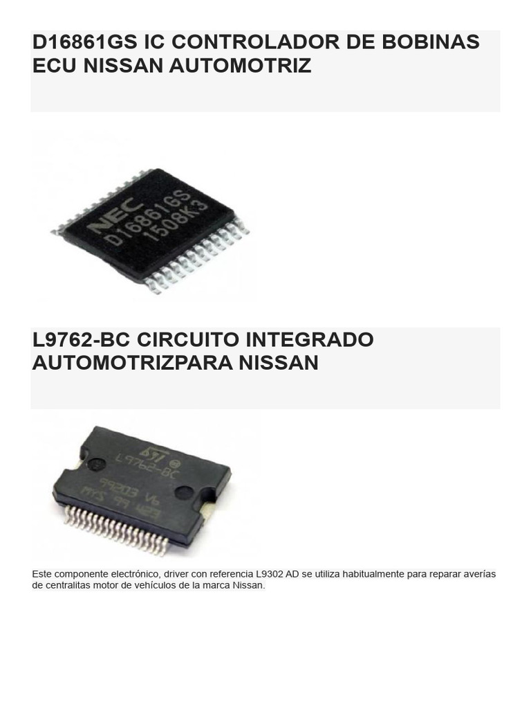 d16861gs Ic Controlador de Bobinas Ecu Nissan Automotriz | PDF
