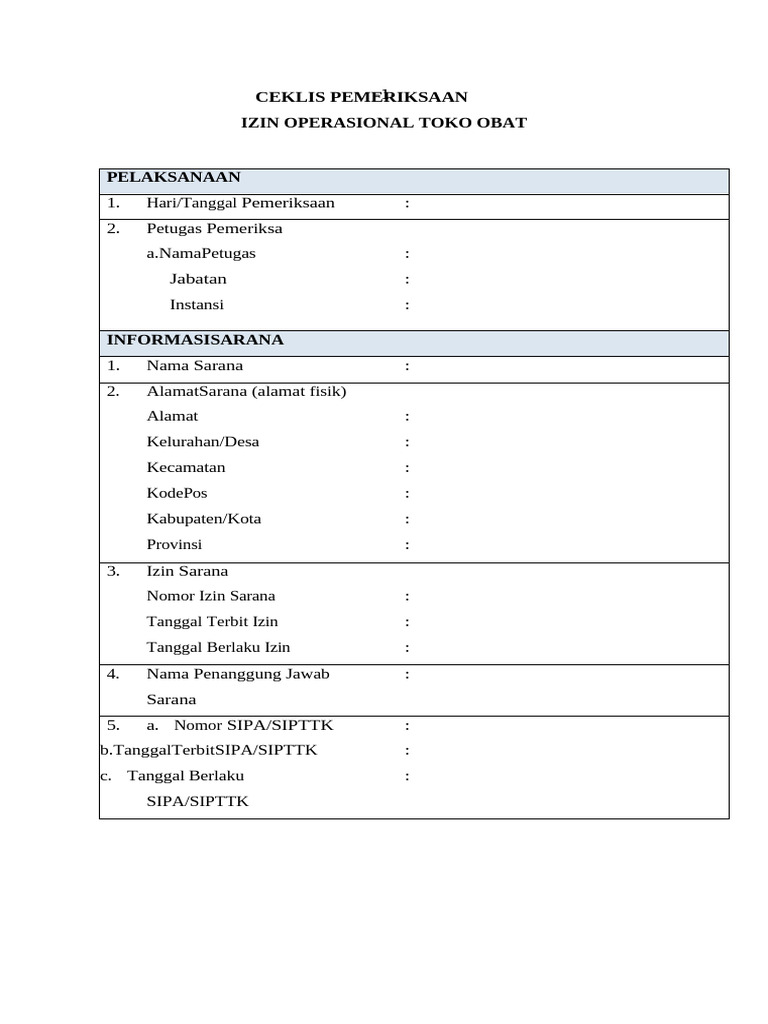 Ceklis Pemeriksaan | PDF