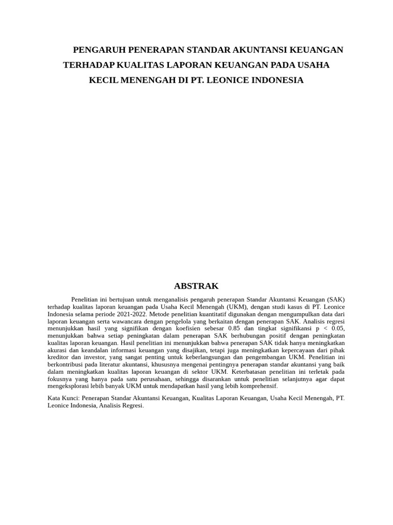 Rena - Pengaruh Penerapan Standar Akuntansi Keuangan Terhadap Kualitas ...