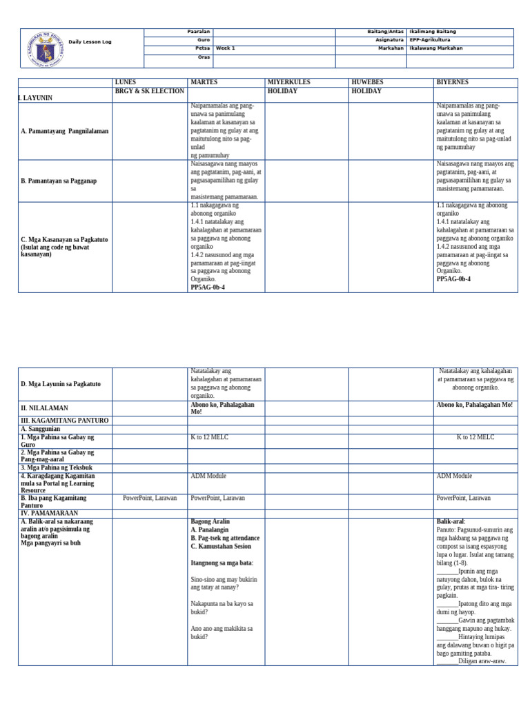 DLL Week 1 Epp | PDF