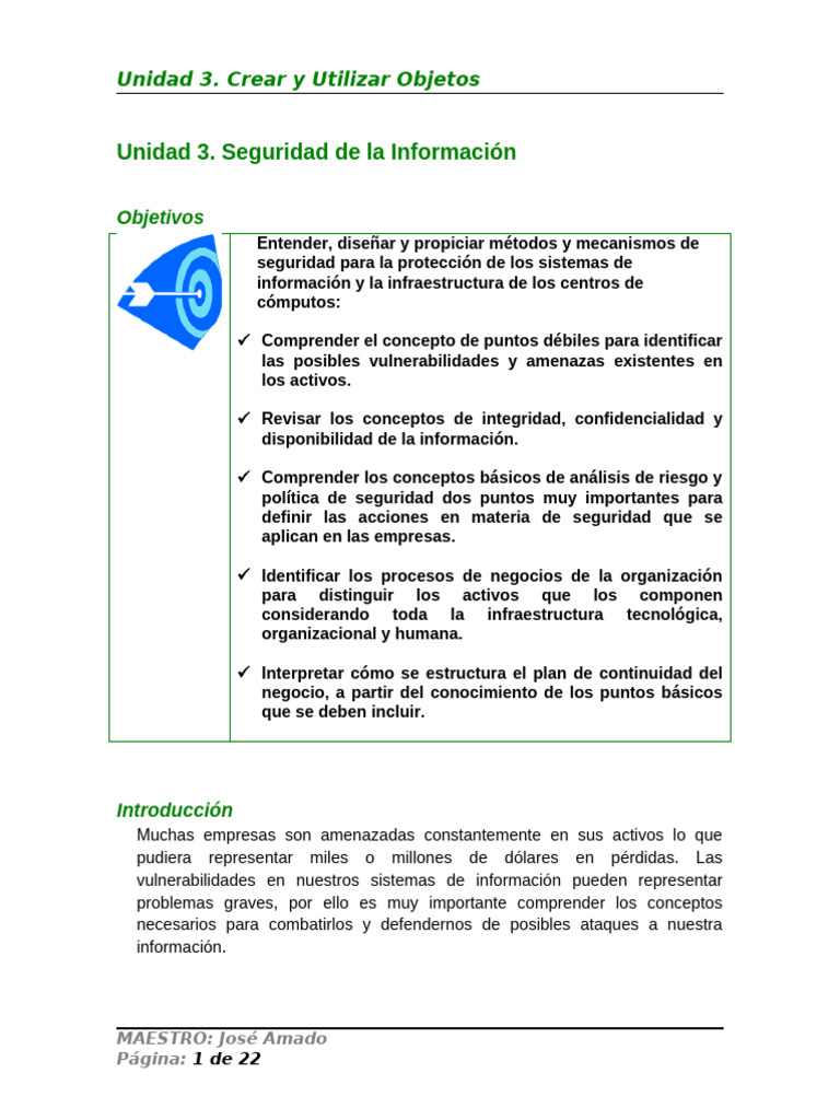 INF524 Adm CC Jose Amado Unidad 3 | PDF | Seguridad de información | Seguridad
