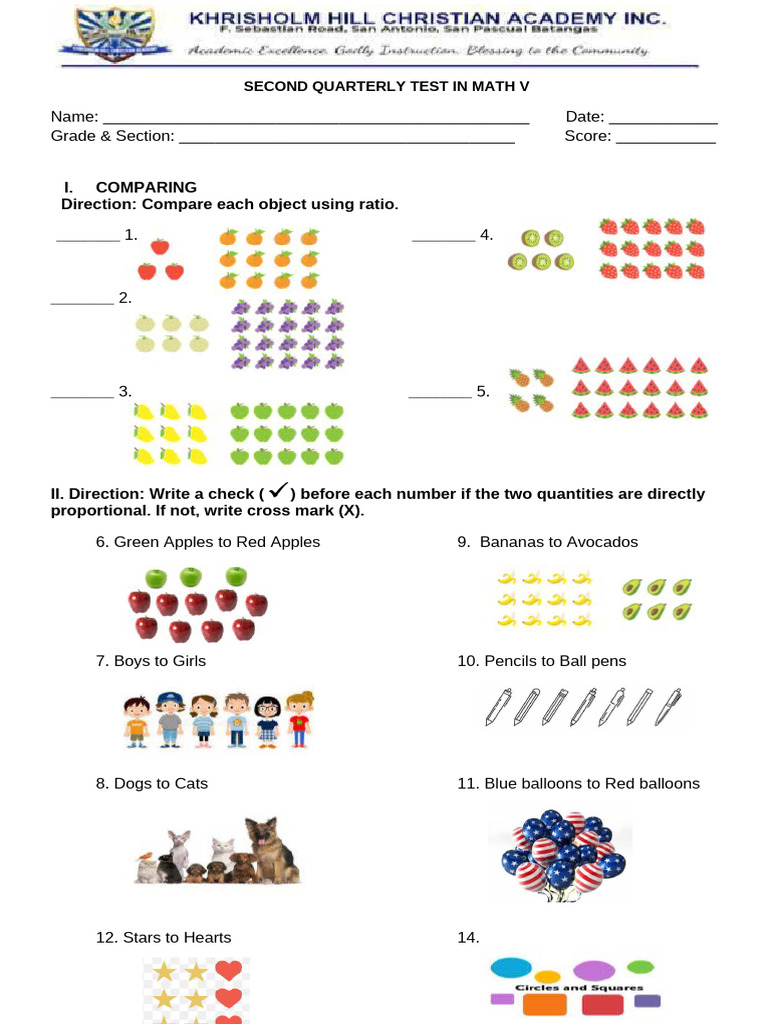 Second Quarterly Test in Math V | PDF