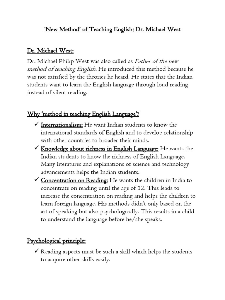 Dr. West's Method for Teaching English | PDF | Vocabulary ...