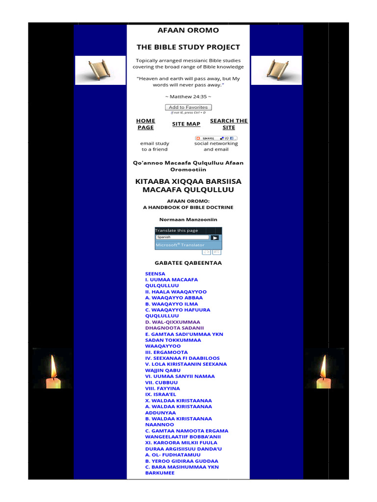 Afaan Oromo The Bible Study Project: Home Site Map Search The Site | PDF
