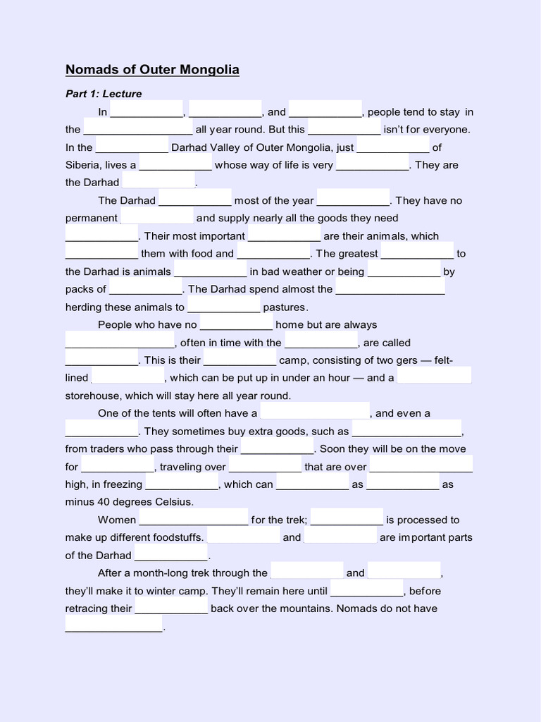 Unit 7 Listening 1 Cloze | PDF