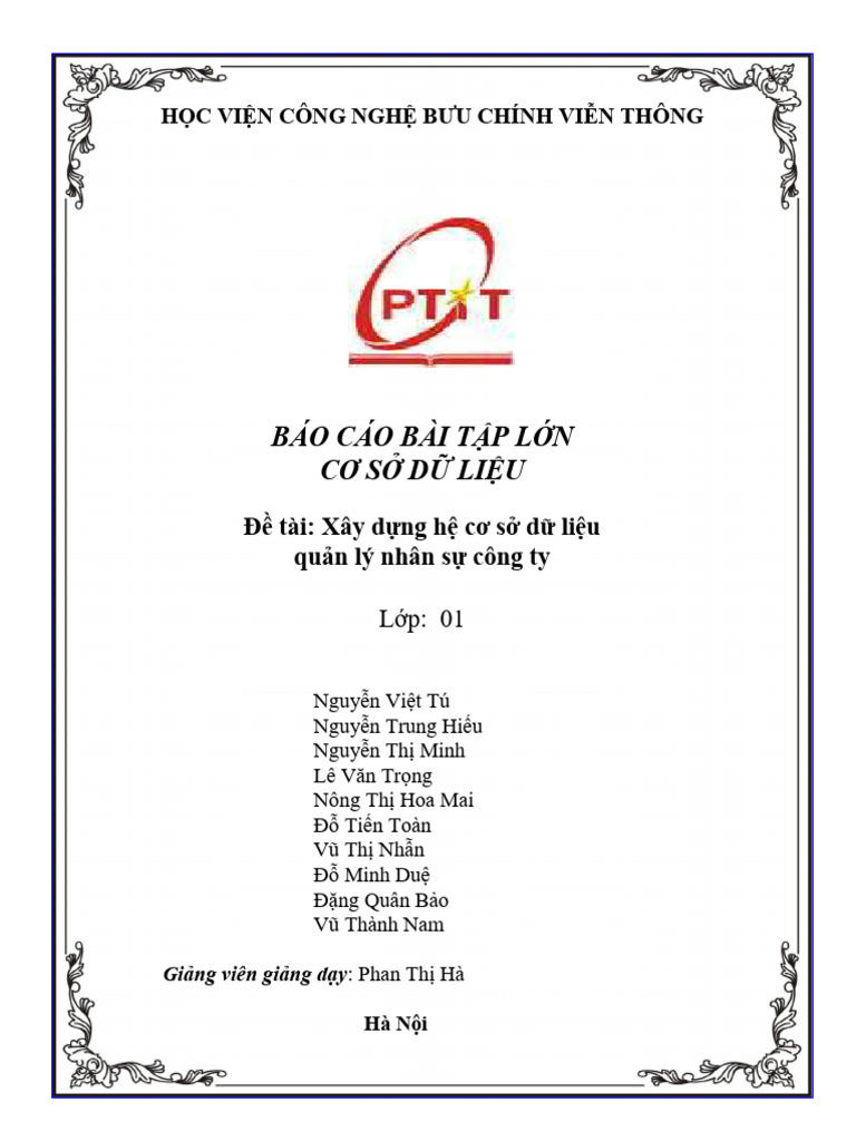 CSDL BTLNhom2 (Last) | PDF