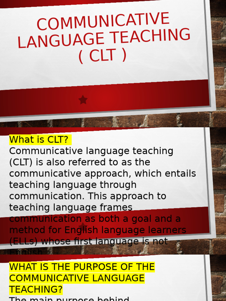 Communicative Language Teaching (CLT) | PDF