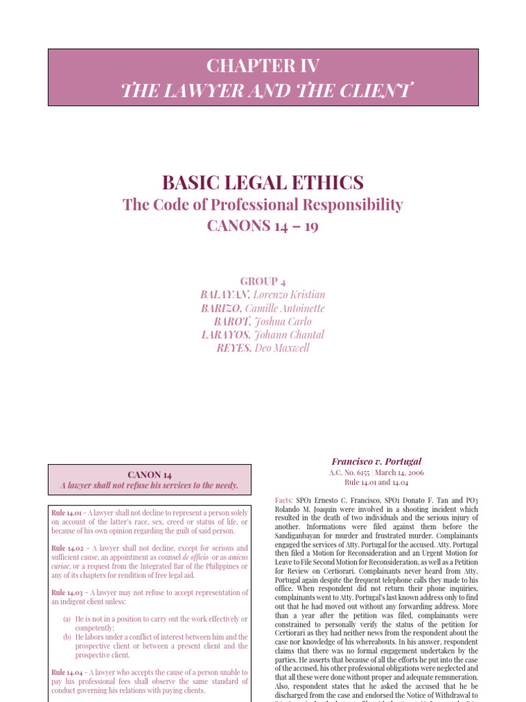 (GROUP 4 - G02) Canons 14 - 19 Handout | PDF | Lawyer | Lawsuit
