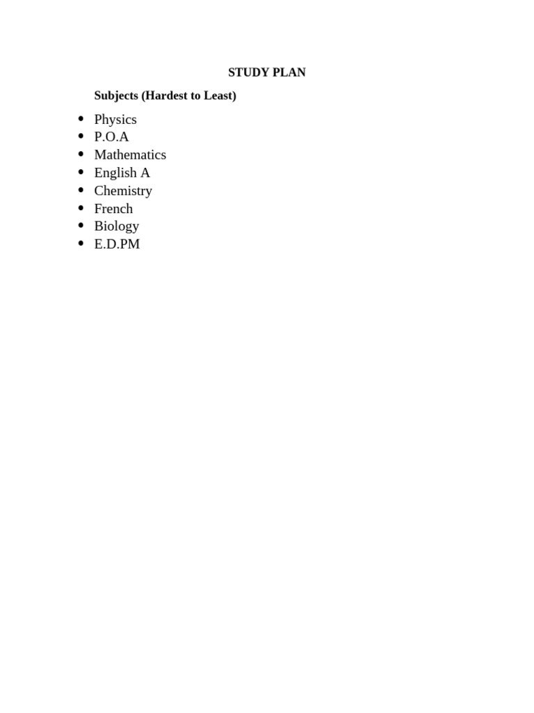 Study Plan | PDF