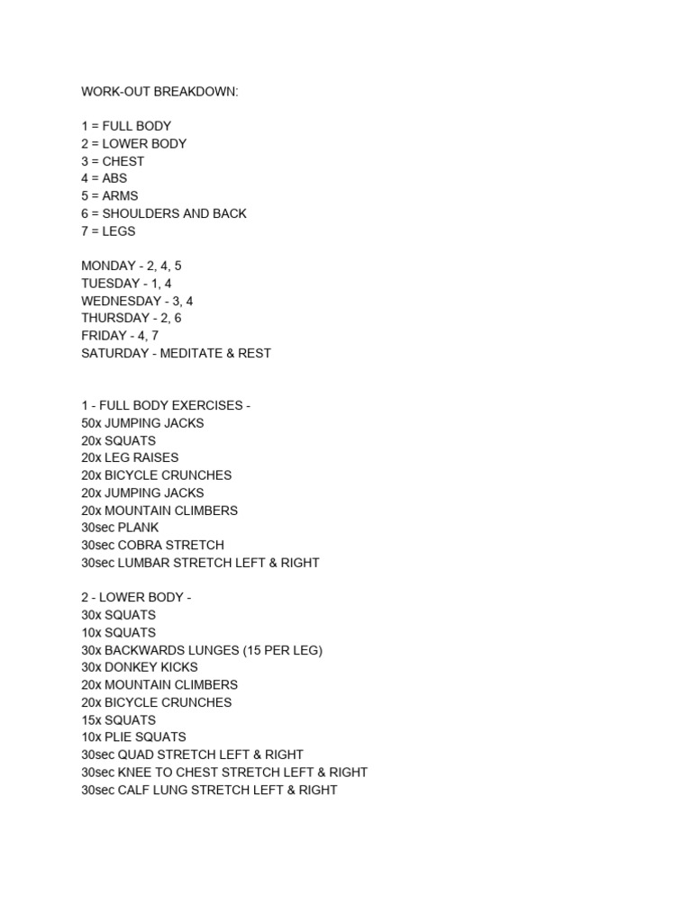 Work-Out Breakdown | PDF